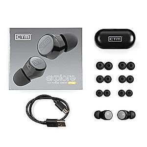CTM Explore P2 True Wireless Earbuds | Bluetooth 5.0 Button Controls & Magnetic Charging Case | IPX6 Earphones | Sports Headset | Built-in Mic | by Clear Tune Monitors