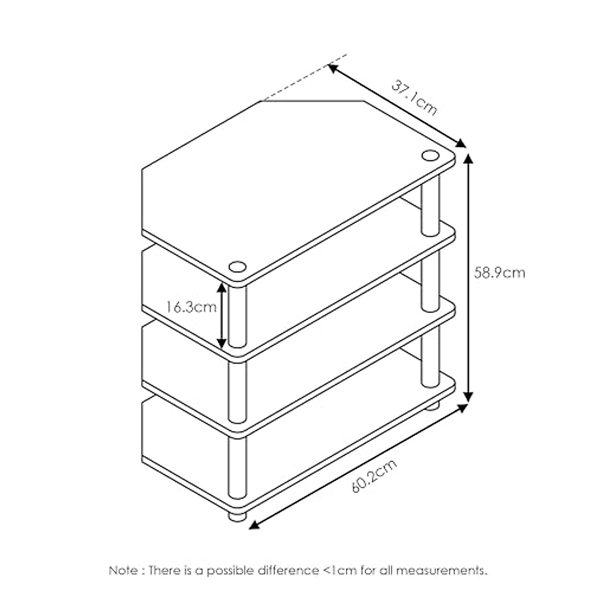 Furinno Turn-N-Tube Easy Assembly 4-Tier Petite Entertainment Center / TV Stand / TV Unit / TV Desk, Espresso/Grey