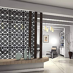 KERNORV Hanging Room Divider Decorative Screen Panels Made of PVC Room Divider Panels for Living Room Bedroom Office Restaurant (Black, 12 PCS)