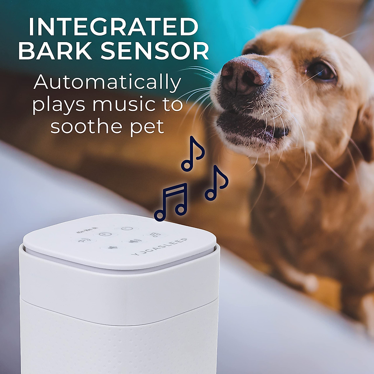 Yogasleep Pawzz White Noise Machine for Dogs, Home & All Pets. with Integrated Bark Sensor, 6 Automatic Relaxing Natural Sounds, Help Keep Pets Calm, Anti-Barking with Training, Noise Canceling