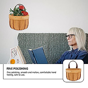 VALICLUD Woven Baskets 2pcs Wall Hanging Bucket Wooden Wall Pocket Planter Hanging Natural Bucket Vintage Rustic Flowers Vase Planter Holder with Rope for Indoor Outdoor Decor Indoor Hanging Planters