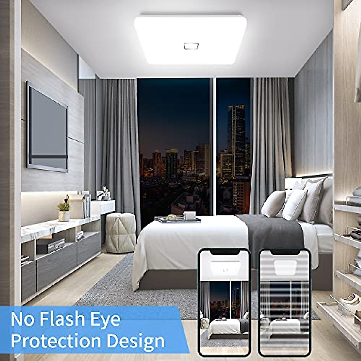Airand 5000K LED Ceiling Light Flush Mount 24W 12.6in Square LED Ceiling Lamp for Kitchen Bathroom Hallway with 240Pcs LED Chips Without Flicker, 2050LM, IP44, 80Ra+, 180W Equivalent (Daylight White)