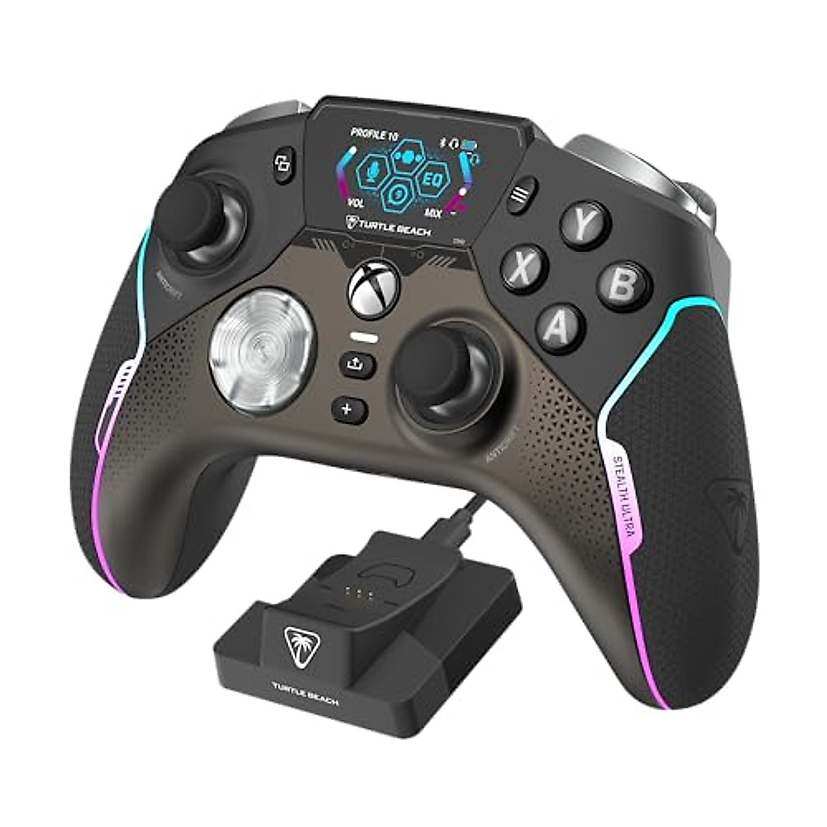Turtle Beach Stealth Ultra High-Performance Wireless Gaming Controller Licensed for Xbox Series X|S, Xbox One, Windows PC & Android – LED Dashboard, Charge Dock, RGB Lighting, 30-Hr Battery, Bluetooth, Black