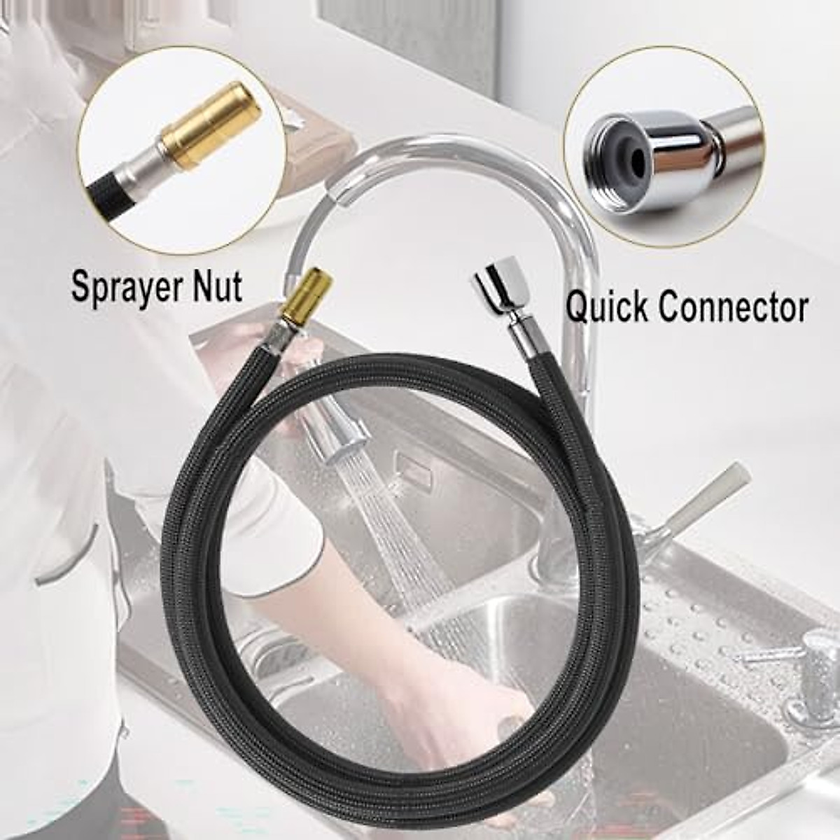 K-1219935-BC Replacemnet Hose Kit for Kohler Pull-Down Kitchen Faucet 67 inches Bright Chrome Finish Compatible with Kohler Pull-Out Kitchen Faucet Hose Replacemnet Part K-1304674-BC