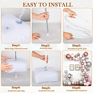 Balloon Arch Kit: 8.2ft & 5ft Balloon Columns Stand with 12" Water-Filled Base, Free DIY Shapes with Ease, Idea for Baby Showers, Weddings, Birthday, Graduation Parties