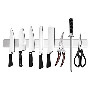 Magnetic Knife Holder for Wall, Magnetic Knife Holder, Strip Magnetic Knife Holder for Wall, Magnetic Knife Holder for Fridge, for Home Kitchen Utensil Holders, Easy to Install (16Inch)