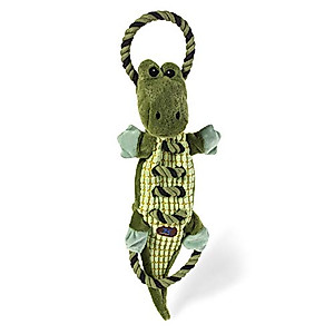 Charming Pet Ropes-A-Go-Go Gator Interactive Plush Squeaky Dog Tug Toy