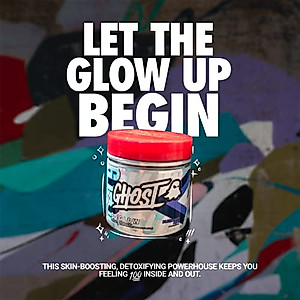 GHOST Glow: Beauty and Detox Support Formula - 30 Servings, Blueberry Acai - Skin Boosting Biotin & L-Theanine for Antioxidants for Hydration, Radiance, Complexion & Nourishment - Vegan, Gluten-Free