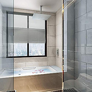 Derpras 16 Inch Square Rain Shower Head, 304 Stainless Steel, Ultra Thin High Pressure Bathroom Rainfall Showerhead (Brushed Nickel) (324 Jets)