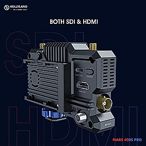 Hollyland Mars 400S Pro SDI/HDMI Wireless Video Transmission Systems, 5G WiFi-Technology,12Mbps Live Streaming Rate, 0.08s Low-Latency, 400ft Range, Three-Way Power Supply, Support Android & iOS