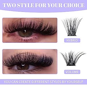 2 Style DIY Lash Clusters C/D Curl Soft and Wispy Cluster Lashes and Cluster Lash Glue Black Waterproof Long Lasting Lash Glue and Lash Remover Rose Low Irritation for Lash extensions/Lash Clusters