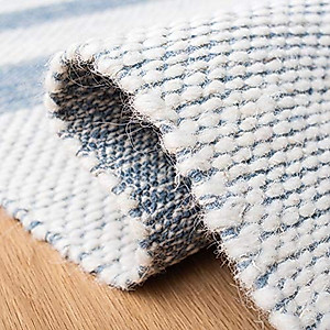 SAFAVIEH Striped Kilim Collection 8' x 10' Ivory/Blue STK504A Handmade Flatweave Cotton Area Rug