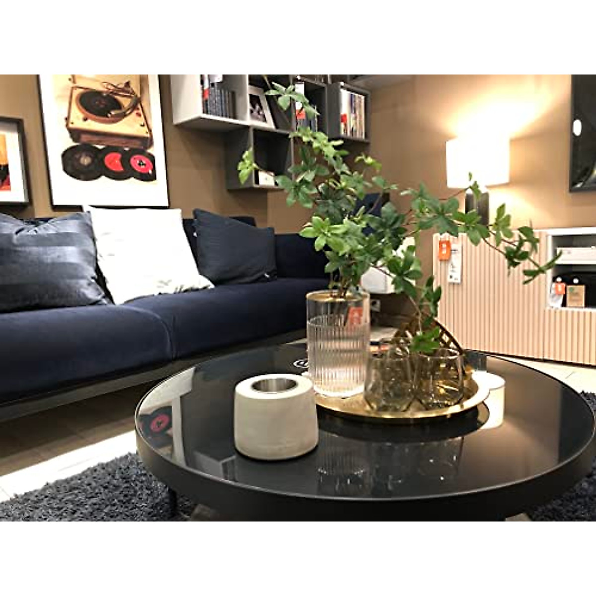 Mavalzy Tabletop Fire Pit Concrete- Mini Personal Fireplace, Fire Bowl, Indoor Outdoor Table top fire Pit Bowl with Stainless Steel Burners, Extinguisher and mat