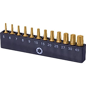 NordWolf 12-Piece Torx Bit Set, Titanium Nitride Coated 6 Point Screwdriver Star Bits Made From S2 Alloy Steel, Sizes T5 to T40