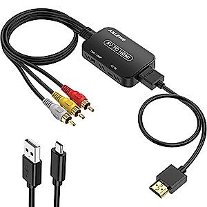ABLEWE RCA to HDMI Converter, AV to HDMI Converter with RCA Cable & HDMI Cable Supports PAL/NTSC for Roku/VHS/VCR/Blue-ray DVD Players