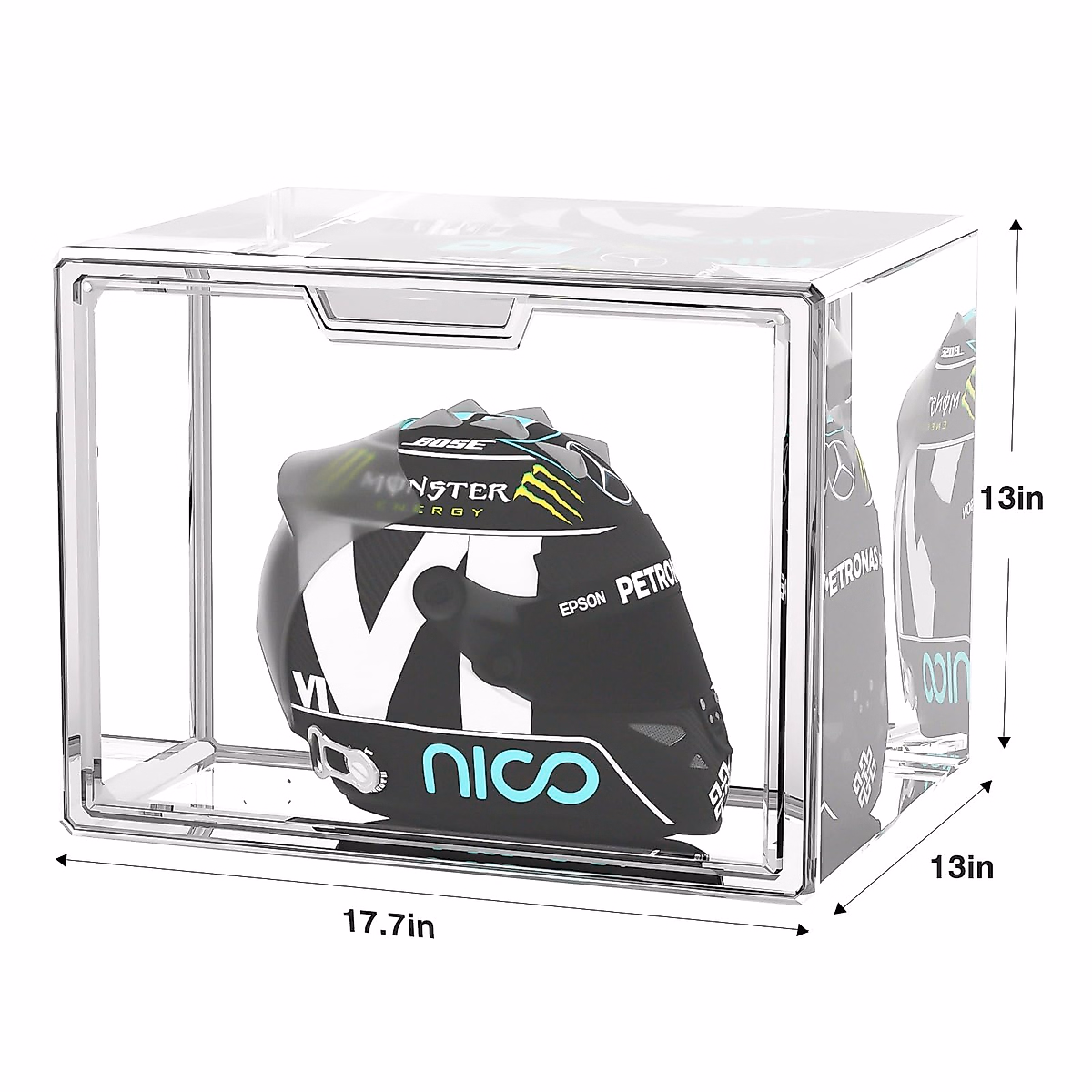 UTHIN Extra Large 17.7"X13"X 13" Acrylic Stackable Storage Bins, Clear Organizer Box Display Case with Magnetic Door, Big Display Storage Box for Handbags, Purses, Figures, Book, Boots