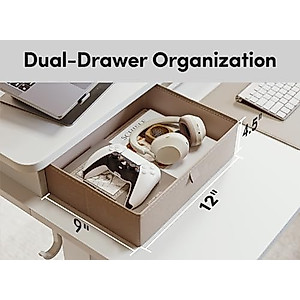 BANTI 40x24 Inch Electric Standing Desk with Double Drawers, Adjustable Height Stand Up Desk, Sit Stand Home Office Desk with Storage Shelf, White Top