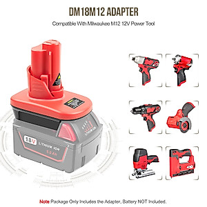 ADVTRONICS Battery Adapter for Milwaukee 12V M12, for DeWalt 20V & for Milwaukee M18 18V Lithium Battery Convert to for Milwaukee M12 12V Battery, for Milwaukee M12 12V Power Tool