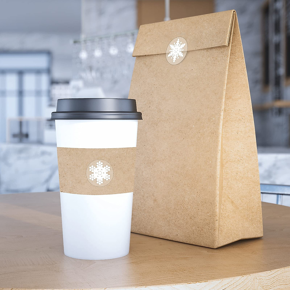 Containlol 800 Pcs 1inch Christmas Snowflakes Stickers Round Circle White Self Adhesive Clear Snowflakes Label Stickers Xmas Winter Envelope Cookie Gift Candy Snow Bag Book Seals Decoration,40 Sheets