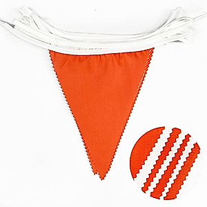 32Ft Orange White Triangle Flag Fabric Banner Pennant Garland Bunting Streamers for Fall Decor Autumn Wedding Birthday Party Thanksgiving Day Graduation Home Nursery Outdoor Garden Hanging Decoration