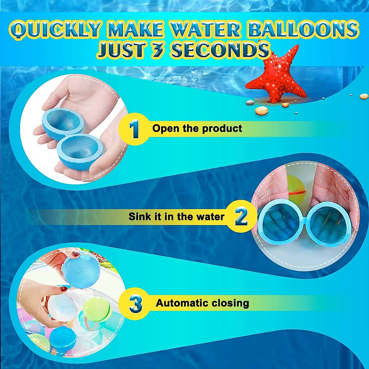Self Sealing Reusable Water Balloons 15PCS Magnetic Water Balloons Quick Filling Water Balls Toys Silicone Water Splash Ball Water Bomb Cool Toys,Summer Pool Beach Outdoor Toys For Kids Ages 3 4 8 12+