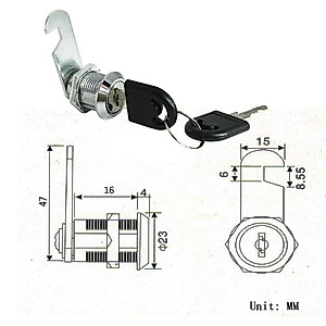 Corgre Cylinder Cam Cylinder Lock Cabinet Keyed Cam Locks Mailbox Cabinet Tool Box Lock 12/19 (16mm) (2Pack)