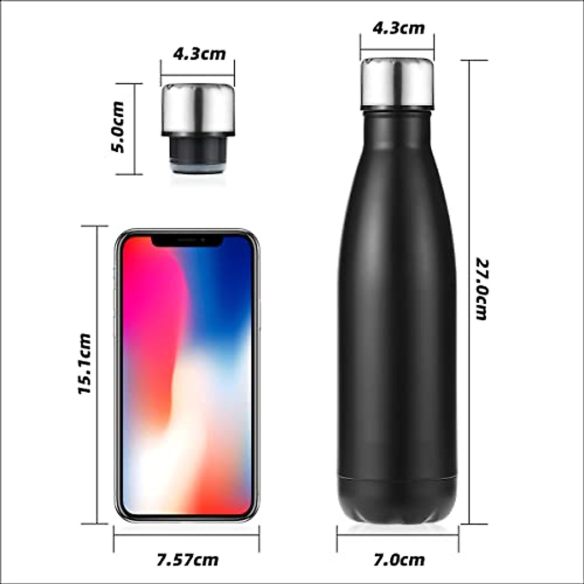 Olerd 17oz Smart Coffee Thermoses, Insulated Stainless Steel Water Bottle with LCD Touch Screen, Keep Hot Or Cold, Car Portable Travel Tea Coffee Vacuum Cup, Great for Travel, Picnic& Camping(Black)