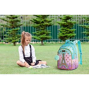 Jasminestar Kids Backpacks 17 inch School Backpack with Lunch Bag and Pencil Case (17”, Tower)