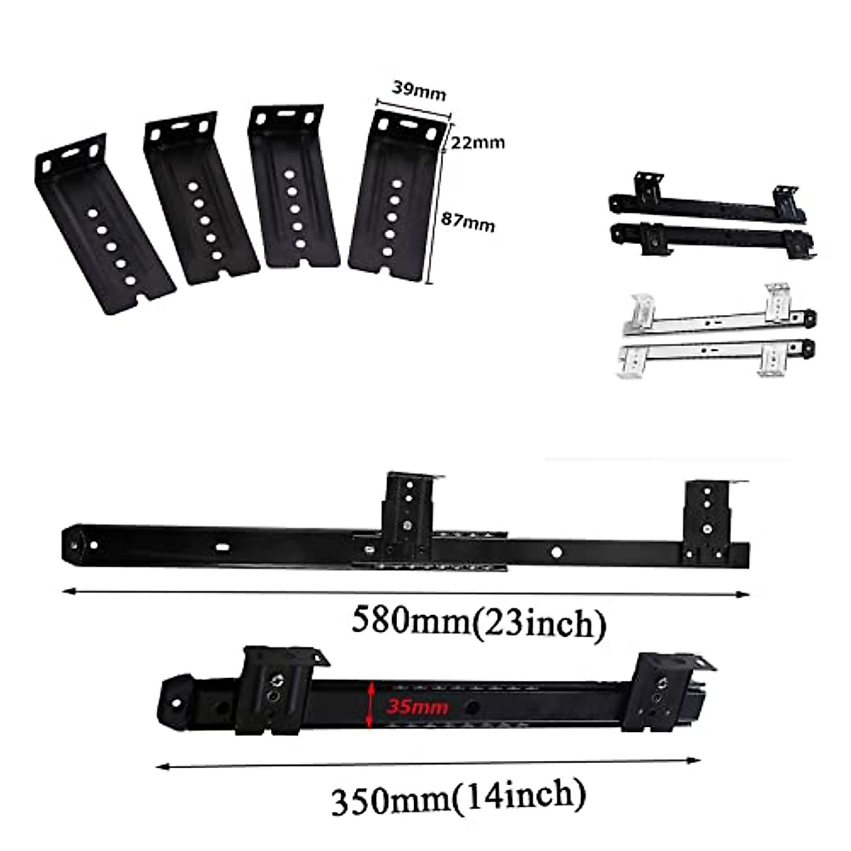 Drawer Slides 14inch Heavy Duty Metal Ball Bearing Slides Rails - for Under Table Keyboard Shelf Runners, Keyboard Tray Guides, Cabinet Furniture Slides, Drawer Repair Kit (Color : Black, Size : 350