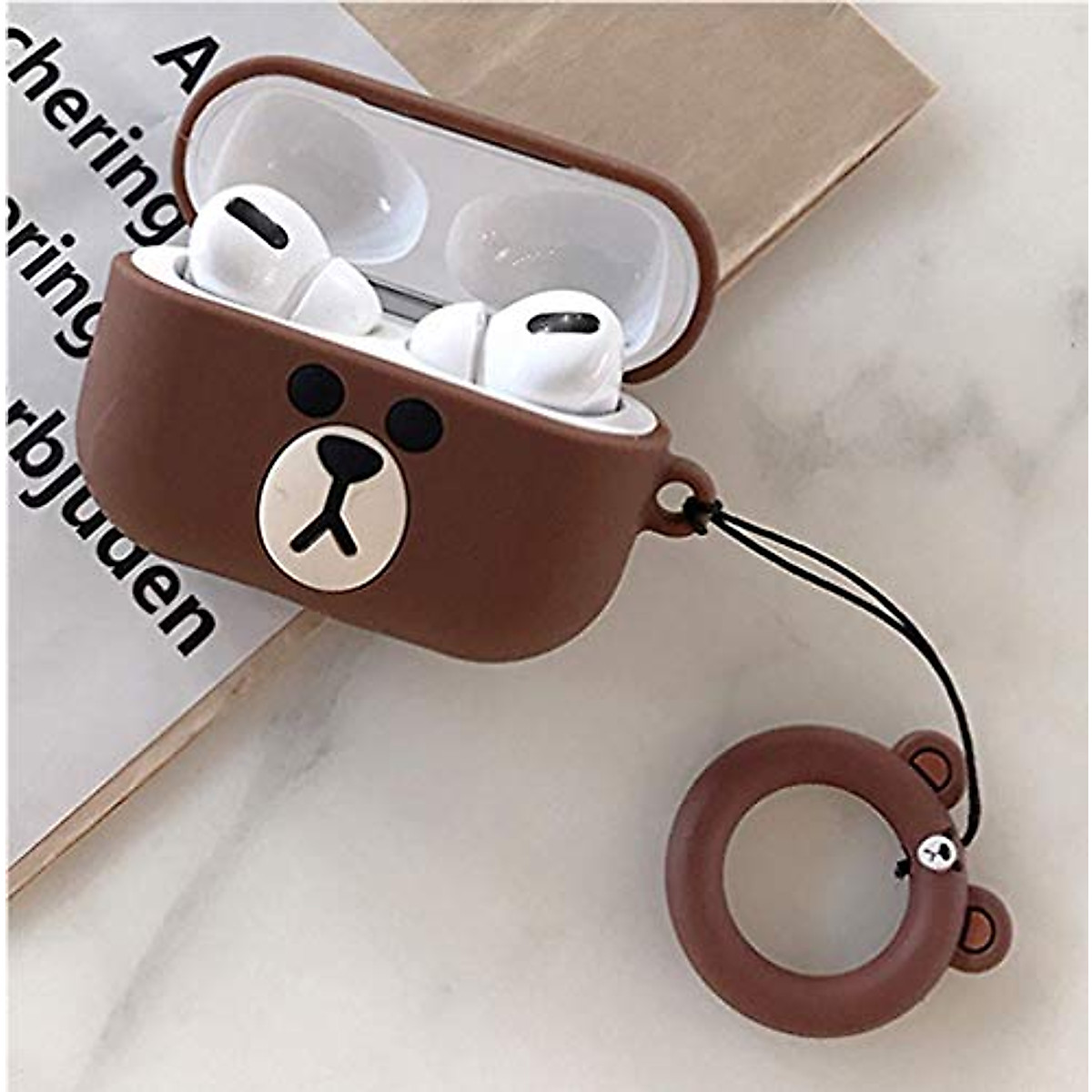 ZAHIUS Airpods Pro Silicone Case Funny Cover Compatible for Apple Airpods Pro[3D Cartoon Pattern][Designed for Kids Girl and Boys][Small Bear]