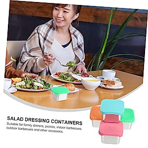 PRETYZOOM Set of 4 Small Sauce Cups Metal Condiment Containers with Lids Reusable Salad Dressing Cup for Lunch Leakproof Food Storage Containers