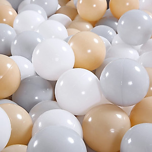 GOGOSO Play Balls for Toddlers - 100 pcs Ball Pits Balls Beige Grey White, BPA Free Plastic Balls for Ball Pit Toys Crush Balls for Boys Girls Toddlers