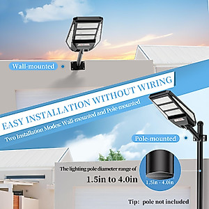 4800W Solar Street Lights Outdoor - Solar Lights Outdoor Waterproof, 7000K LED Solar Parking Lot Lights Commercial Dusk to Dawn, Street Lights Solar Powered Motion Sensor for Street, Outside, Yard