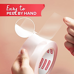 XFasten Double Sided Tape Clear, Removable, 2-Inch by 30-Yards, Ideal as a Gift Wrap Tape, Holding Carpets, and Woodworking