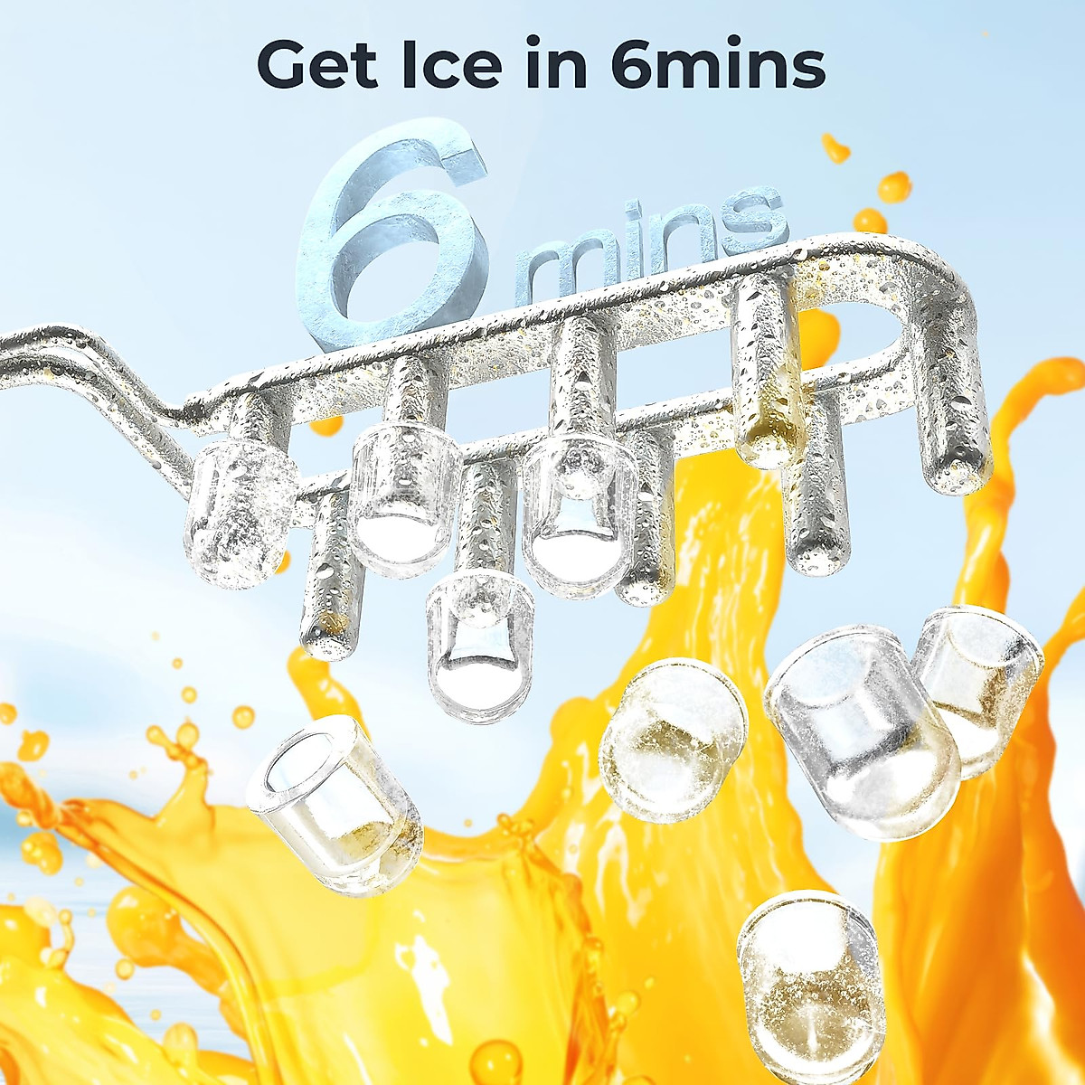 Ice Makers Countertop with Self-Cleaning, 9 Ice Cubes in 6Mins, 26.5lbs/24Hrs, Portable Ice Maker with Ice Scoop/Basket for Kitchen/Home/Bar, Black