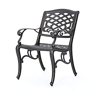 Christopher Knight Home Myrtle Beach Outdoor Aluminum Dining Chairs, 2-Pcs Set, Shiny Copper