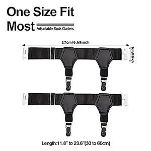 Bexicsea Mens Shirt Stays With Sock Garters,Adjustable Elastic Shirt Suspenders Holder,Shirt Tucker Clips(black)