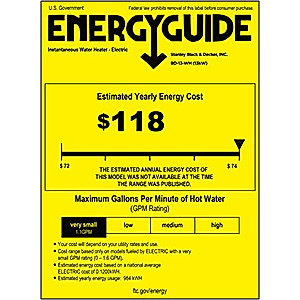 BLACK+DECKER 13kW / 240-V Tankless Electric Water Heater with Pressure Relief Device, Ideal for a Full Bathroom