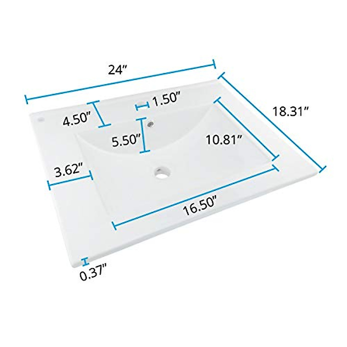 Renovators Supply Manufacturing Luke 24" Drop-in Self-Rimming Rectangular Bathroom Sink in White with Overflow