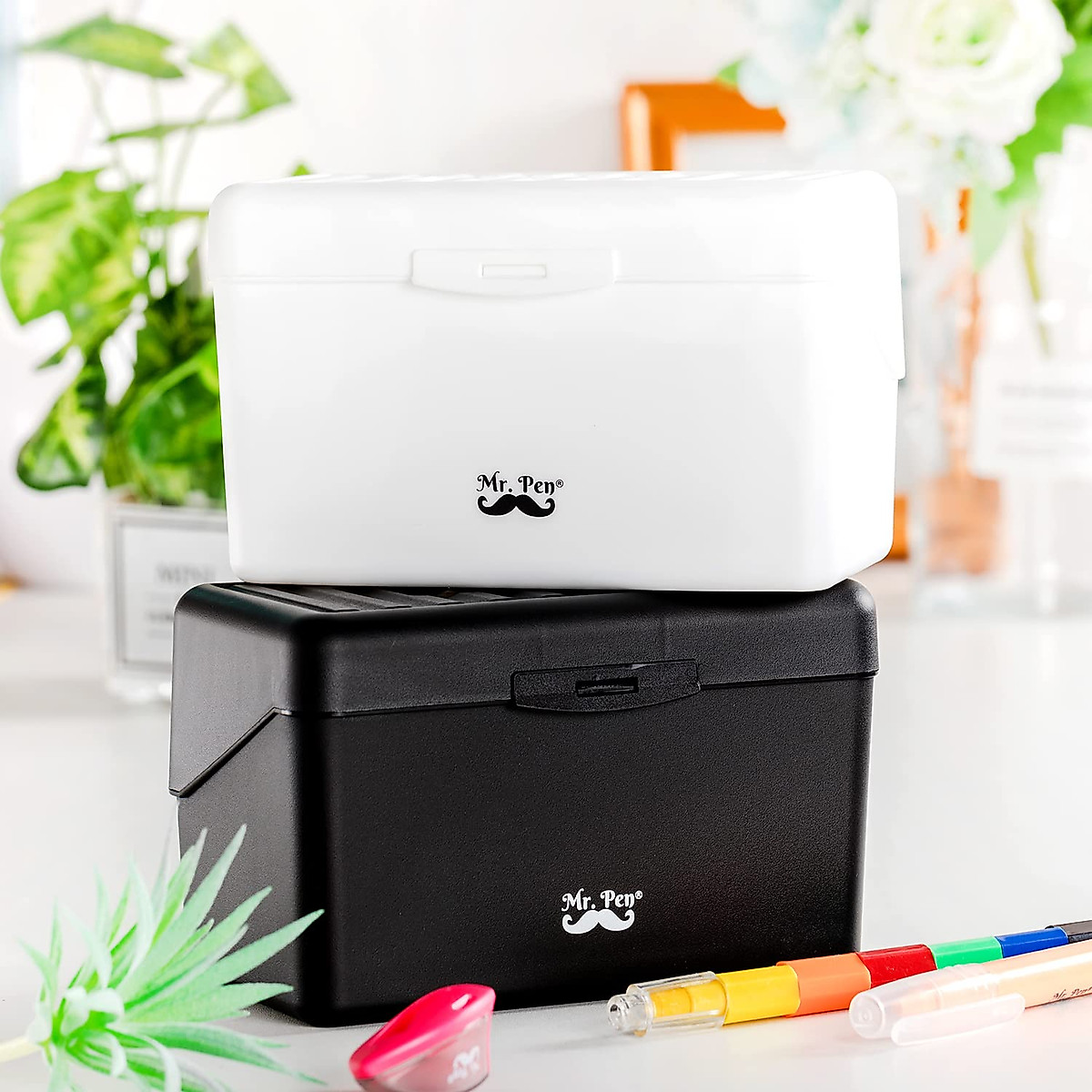 Mr. Pen- Index Card Holder, 2 Pack, 3x5 Index Card Box, Note Card Holder, Flash Card Box, Index Card Holder Box, Note Card Box, Flash Card Holder, Notecard Box, Notecard Holder, Flash Card Organizer