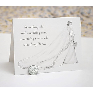 Old Sixpence Coin and Wedding Card for Bride, Something Old, Something New, Something Borrowed, Something Blue, and a Sixpence for Her Shoe. (1954~1967)