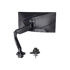 WALI Single Monitor Gas Spring Desk Mount, Heavy Duty Monitor Arm for Ultrawide Screen up to 35 inch, 33 lbs. Fully Adjustable, Mounting Holes 75 and 100 (GSM001XL), Black