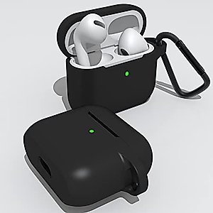Case for AirPods 3, Sillicone Case with Keychain Dustproof Drop Proof Full Protective Skin Accessories Front LED Visible with Apple 2021 Latest AirPods 3 Case (Black)