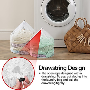 3Pcs Laundry Mesh Wash Bags, Drawstring Net Laundry Bag for Washing Machine, Mesh Laundry Wash Bags for Home Dorm Hotel Travel Use