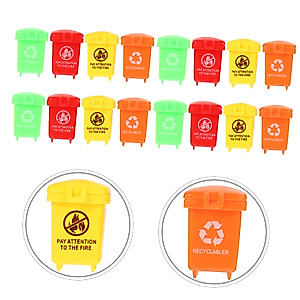 60 Pcs Mini Trash Can Trash Cans Photo Prop Trash Classification Toy Lovely Garbage Trash Cans Small House Garbage Can Model Trash Can Plaything Miniature Garbage Bin Model