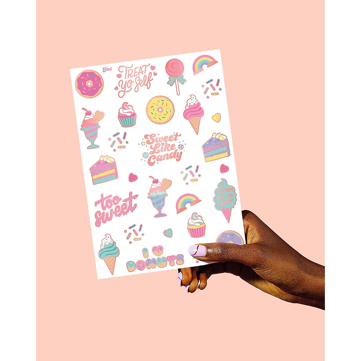 xo, Fetti Donut Party Valentine's Day Supplies Temporary Tattoos - 48 Glitter Styles | Dessert Birthday, Ice Cream, Cupcake, Candy, Vday