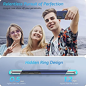 Anqrp Hidden Series Galaxy S21 Case 5G, [Heat Dissipation] [No Fall-Off Kickstand] 360° Metal Ring, Military Grade Shockproof Protective Phone Case Designed for Samsung Galaxy S21, Midnight Blue