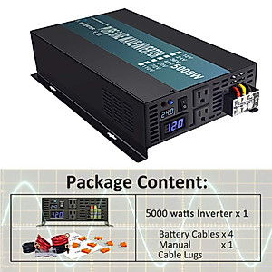 WZRELB Pure Sine Wave 5000W (10000W Surge) 24V Power Inverter DC to AC Power - Solar, RV, RBP-S500024