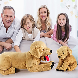 2 Pcs Dog Stuffed Animals Plush, Soft Cuddly Golden Retriever Plush Toys Large Stuffed Dog Toy Stuffed Animals Puppy Dog Toys for Birthday Party, Mother's Day,27.6 Inch and 13.8 Inch(Composite Style)