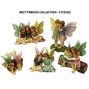 PRETMANNS Fairies for Fairy Garden - Garden Fairy Figurines - Garden Fairies for a Miniature Fairy Garden - Adorable Sitting Fairy Garden Fairies - 1 Piece Sister Fairies
